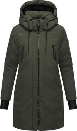 Navahoo Manteau dhiver imperm&eacute;able pour femme - Parka chaude avec capuche (amovible) et bretelles de sac &agrave; dos &agrave; lint&eacute;rieur - 14 S-6XL, Vert olive fonc&eacute;, XL