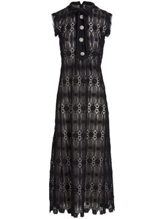 Giambattista Valli Langes Makramee-Kleid mit Stickerei - Schwarz