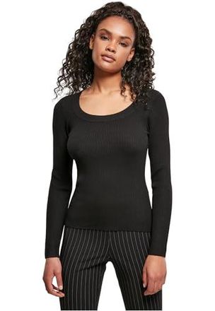 Urban Classics Pull en Tricot &agrave; Manches Longues pour Femme avec Large col Rond c&ocirc;tel&eacute;, Sweat l&eacute;ger en Tricot, Tailles XS &agrave; 5XL, Noir, 4XL