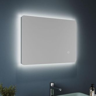 Sonni Badspiegel Lichtspiegel led Spiegel Kupfer bleifreie Wandspiegel mit Touch-Schalter kaltwei&szlig; IP44 energiesparend 70 x 50cm - Sonni