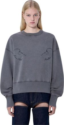 Jean Paul Gaultier Femme, Sweatshirts et sweats &agrave; capuche, Gris, Taille: 38 FR SweaT-shirt Molleton Brod&eacute;