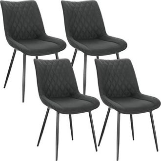 Woltu Chaise de Salle à Manger Lot de 4, Chaises de Salon Scandinaves, pour Salle de Séjour, Chambre à Coucher, Cuisine, en Tissu Leathaire et Métal, Bordea
