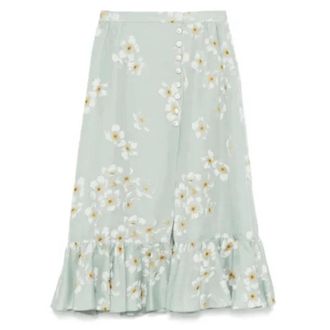 Valentino Blumenmuster Midi-Rock mit Schlitz - - Skirts - Damen - Gr&uuml;n - M