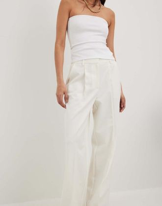 NA-KD Pantalon de costume large &agrave; taille haute - Blanc