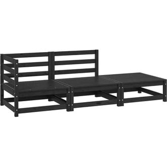 vidaXL 3-tlg. Garten-Lounge-Set Schwarz Massivholz Kiefer - Vidaxl