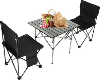 Generico Campingstuhl mit tragbarem Tisch | Campingtisch und Klappst&uuml;hle | 3-teiliges Set, leicht, wasserdicht, f&uuml;r Sport, und Garten