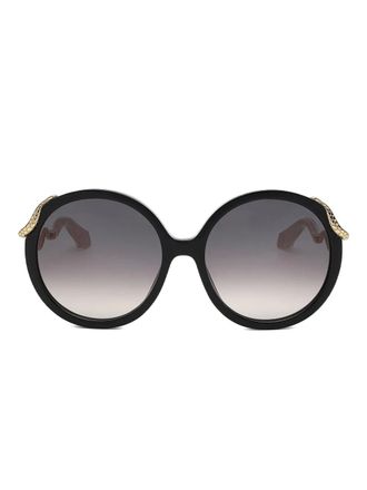 Roberto Cavalli lunettes de soleil &agrave; monture ronde - Noir
