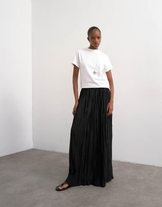 Topshop Jupe &eacute;vas&eacute;e effet froiss&eacute; &agrave; taille fronc&eacute;e - Noir