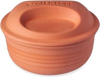 Römertopf Römertopf Multibräter rund aus Naturton, Keramik Bräter für bis zu 4 Personen, 2 Liter Volumen, Ø 22,5 cm, Höhe 16,5 cm, fettfrei garen im Ofen, ideal