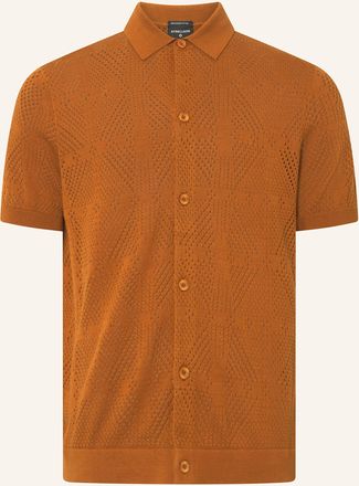 Strellson Strickhemd Adrian Slim Fit braun