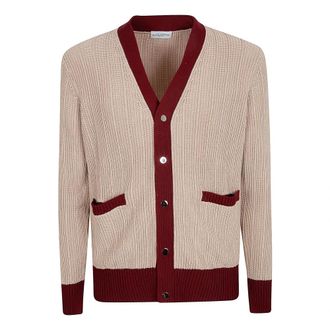Ballantyne V Neck Cardigan - - Knitwear - Herren - Beige - L