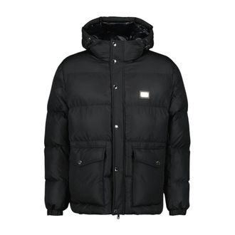 Dolce & Gabbana Gepolsterte Winterjacke mit Logo-Plakette - - Jackets - Herren - Schwarzk - XL