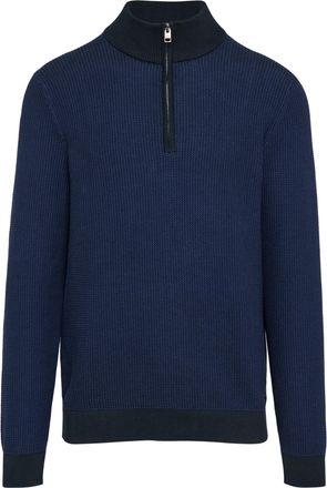 s.Oliver Strickpullover mit Troyer-Kragen und Bi-Color-Struktur Navy M