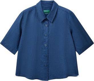 Benetton Damen Camicia 5bml5qb75 Hemd, blau, XX-Small