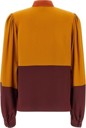 Saint Laurent Color-Block Silk Blouse - Gold
