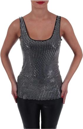 Pinko Pinko, Femme, Tops, Noir, Taille: 38 FR Top Bufera Canota Crystals