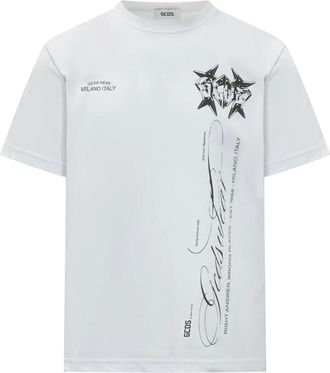 GCDS Gcds, Homme, Tops, Blanc, Taille: XL T-shirt Imprim&eacute; Histoire