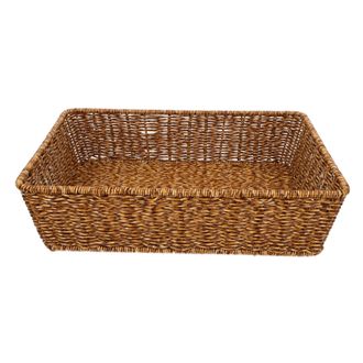 Aboofan Geflochtener Korb Aus Rattanimitat Robust Und Geruchsneutral Nat&uuml;rliche Farbe Und Textur Vielseitig Zur Aufbewahrung Von B&uuml;chern Und Kleinigkeiten Als