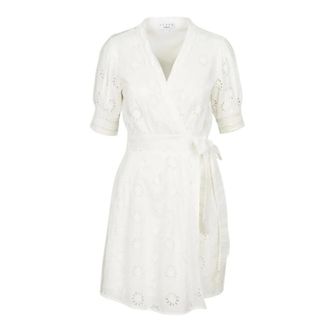 Suncoo Femme, Robes, Blanc, Taille: 44 FR Robe portefeuille brodée