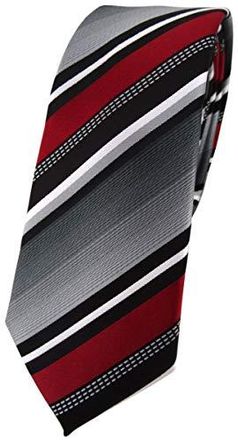 TigerTie &eacute;troit Designer cravate en bordeaux argent gris blanc ray&eacute; - Tie