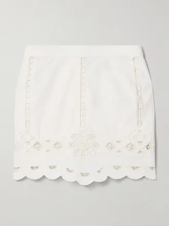 Isabel Marant Mini-jupe En Coton À Broderie Anglaise Et À Festons Palmira - Blanc