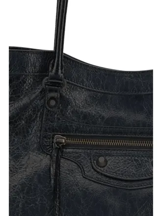 Balenciaga Womens Tote Bag Le City Black Lambskin Shoulder