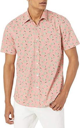Amazon Essentials Chemise Imprimée à Manches Courtes Coupe Régulière Homme, Rose Fruit, XXL