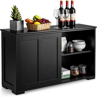 Costway Sideboard mit Schiebet&uuml;ren, K&uuml;chenschrank, hoehenverstellbarer Ablage, Beistellschrank f&uuml;r K&uuml;che, Esszimmer und Wohnzimmer, 107 x 33 x 60 cm - Costway