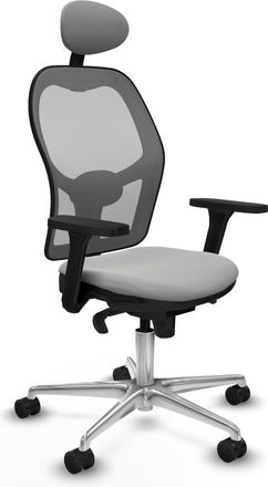 Piqueras y Crespo Grauer B&uuml;rostuhl mit 3D-Armlehnen, h&ouml;henverstellbarer Lendenwirbelst&uuml;tze und festem Kopfteil, ausgestattet mit 5 Positionen und injiziertem Schaumstof