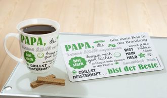 Gilde 1x Jumbo-Tasse Papa du bist immer f&uuml;r mich da 400 ml, Geschenk, Vatertag, Geschirr, K&uuml;che