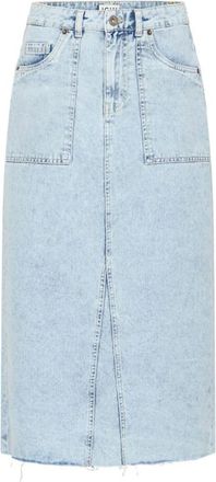 Ichi Ichi, Femme, Jupes, Bleu, Taille: 42 FR Jupe Midi en Denim