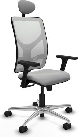 Piqueras y Crespo B&uuml;rostuhl, grau und wei&szlig;, mit 3D-Armlehnen, h&ouml;henverstellbarer Lendenwirbelst&uuml;tze und festem Kopfteil, ausgestattet mit 3 Positionen und Schneideschau