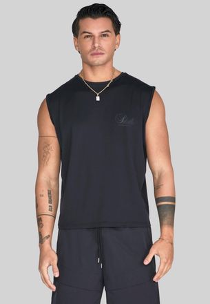 Siksilk Herren Schwarzes Entspanntes Logo-Weste M