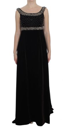 Dolce & Gabbana Crystal-Embellished Velvet Gown - Black