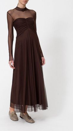 Twinset Lang&auml;rmeliges T&uuml;ll-Abendkleid mit Rundhalsausschnitt
