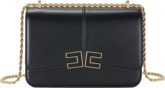 Elisabetta Franchi Femme, Sacs, Noir, Taille: ONE Size Sac bandouli&egrave;re avec d&eacute;tail logo
