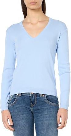 Benetton Maillot col V M/L 1091d4625 Sweater, Bleu Clair 2 k3, S Femme