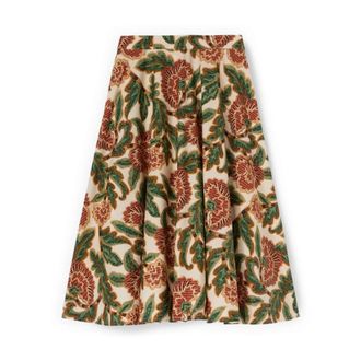 Motivi Jupe &eacute;vas&eacute;e en popeline imprim&eacute;e - Femme - Jupes - Beige - Taille: 34 FR