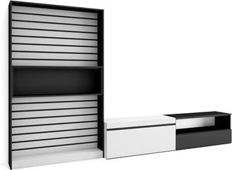 Skraut Home Wohnzimmerm&ouml;bel f&uuml;r TV | Esstisch-Set | 210 x 186 x 35 cm | f&uuml;r Fernseher bis 80 Zoll | TV-M&ouml;bel | moderner Stil | Schwarz und Wei&szlig;