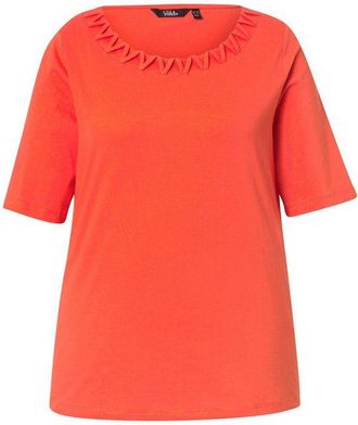 Ulla Popken T-Shirt T-Shirt Flecht-Zierkante Rundhals Halbarm