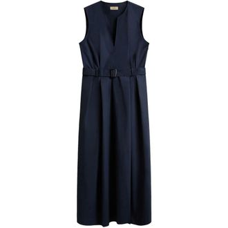 Woolrich Femme, Robes, Bleu, Taille: 42 FR Robe Bleue &agrave; Col V Ceintur&eacute;e avec Poches