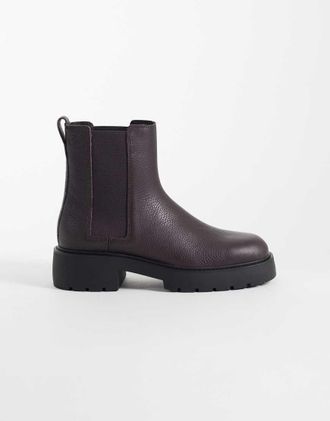 Calvin Klein bottines Chelsea chunky en cuir marron fudge