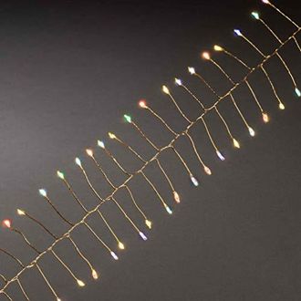 Konstsmide Micro LED Lichterkette, Firecracker, mit 6h-Timer, 60 bunte Dioden, batteriebetrieben, Innen, goldfarbener Draht - 1465-580