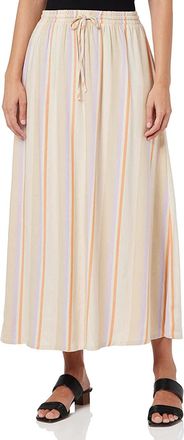 Only Damen Onltine Skirt WVN Midirock, Whitecap Gray/Stripes:Purple Rose + Orange Peel + Irish C, S EU