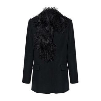 The Attico Jacket mit Strau&szlig;enfedern - - Jackets - Damen - Schwarzk - XS
