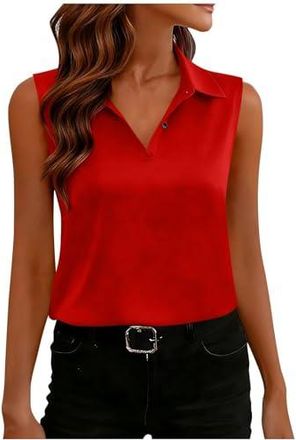 Generic Haut de sport ample sans manches pour femme - Chemisier en satin pour femme - Polo habill&eacute; d&eacute;contract&eacute; &agrave; bretelles larges - D&eacute;bardeur - V&ecirc;tement daffa