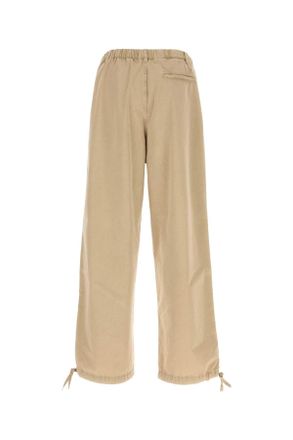 Ferragamo Mens Beige Cotton Blend Pant Safari Exterior: Silk Pantaloni Trousers