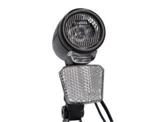 Fischer Fahrrad LED-Frontlicht Dynamo, mit integriertem Reflektor, spritzwassergeschützt, schwarz, 1 Stück