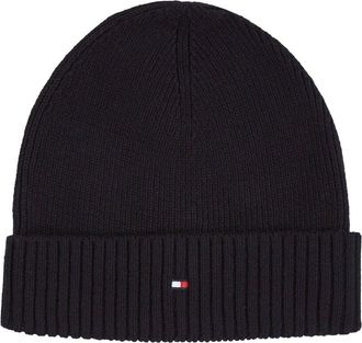 Tommy Hilfiger Herren Strickmütze aus Bio-Baumwolle und Kaschmir ESSENTIAL FLAG BEANIE