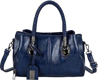 Generic Sac à bandoulière coloré - Capacité solide - Grand sac en cuir pour femme - Sac à bandoulière pour homme, bleu, Taille unique